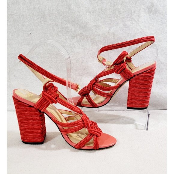 CAbi | Shoes | Cabi Womens Vibrant Red Tiptoe Rope Strappy Sandals ...